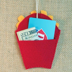 French Fries Chips Felt Ornament Package Tie on Gift Card Money Holder ...