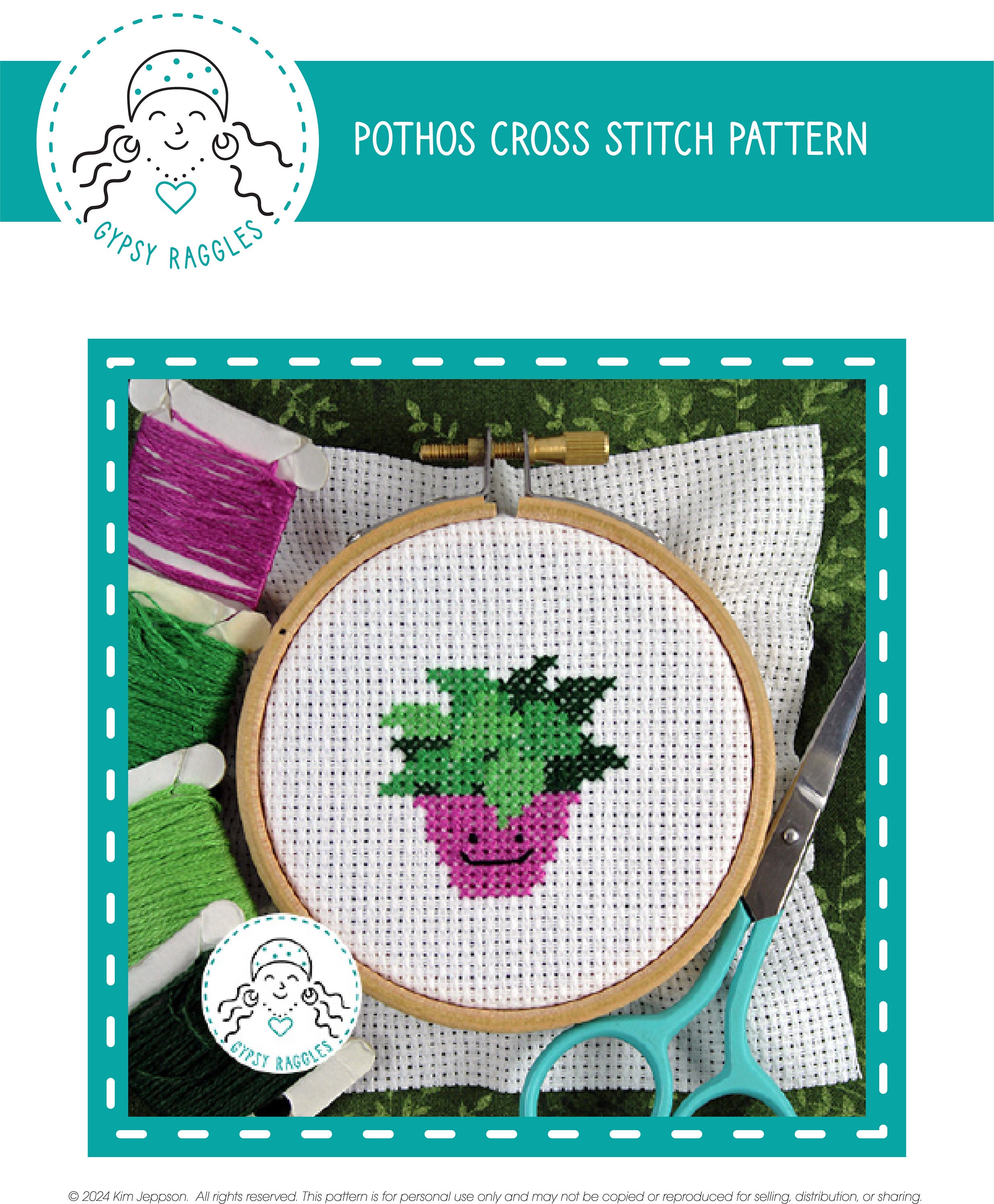 Pothos Plant Easy Beginner Cross Stitch Pattern - Etsy