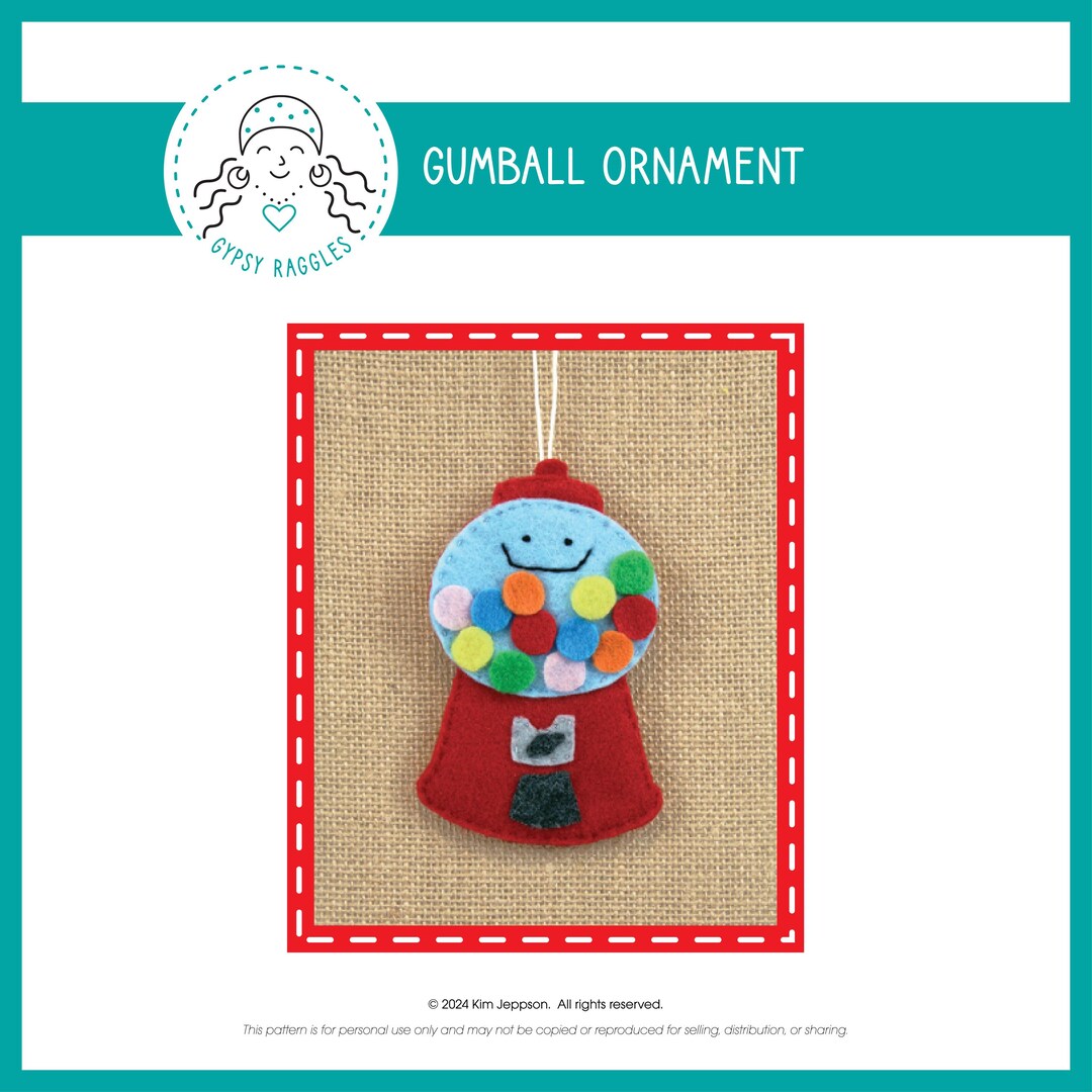 Gumball Machine Candy Ornament Gift Tag Package Tie on Pattern - Etsy