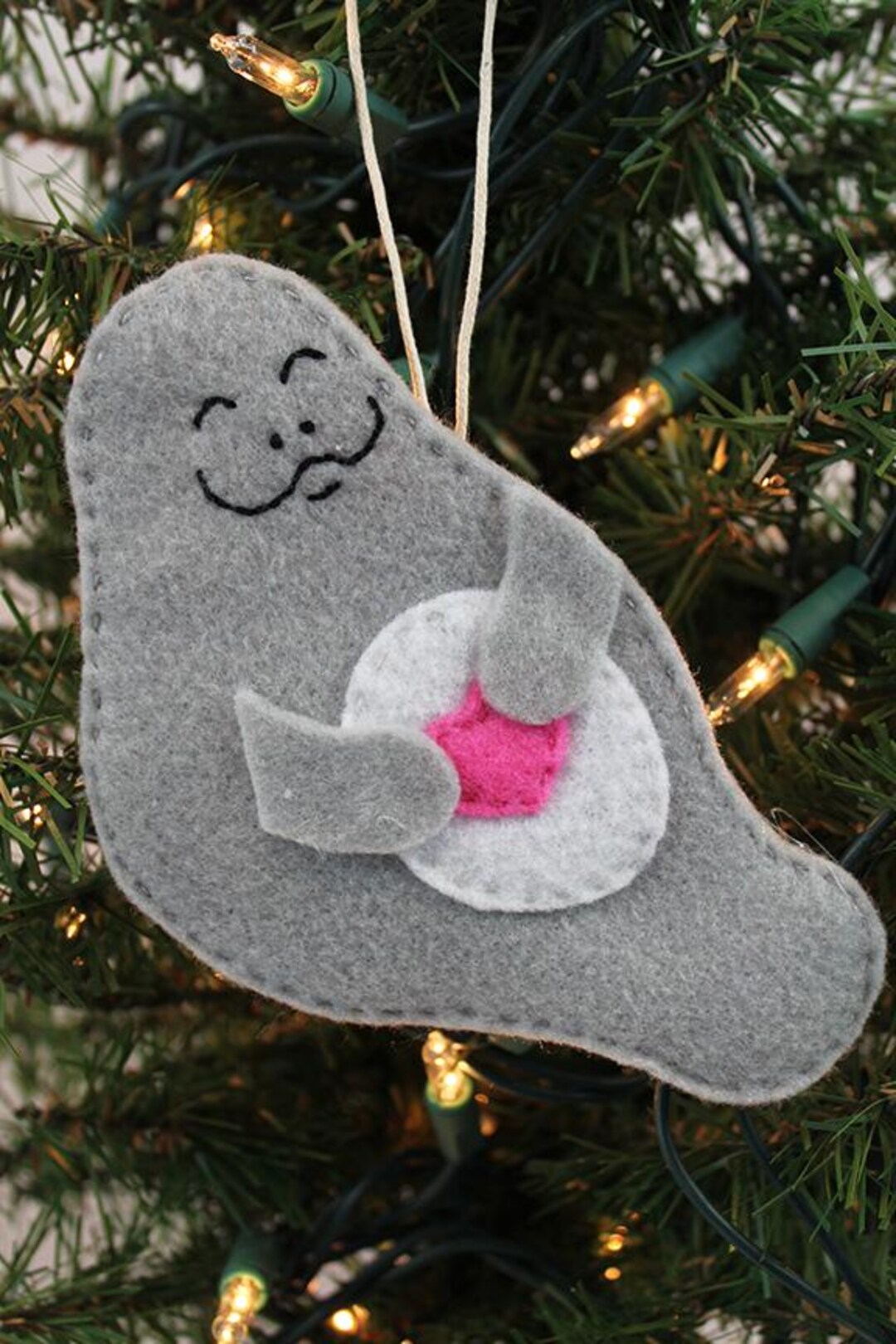 Manatee Felt Ornament: Gift Card Holder Package Tie-on - Etsy