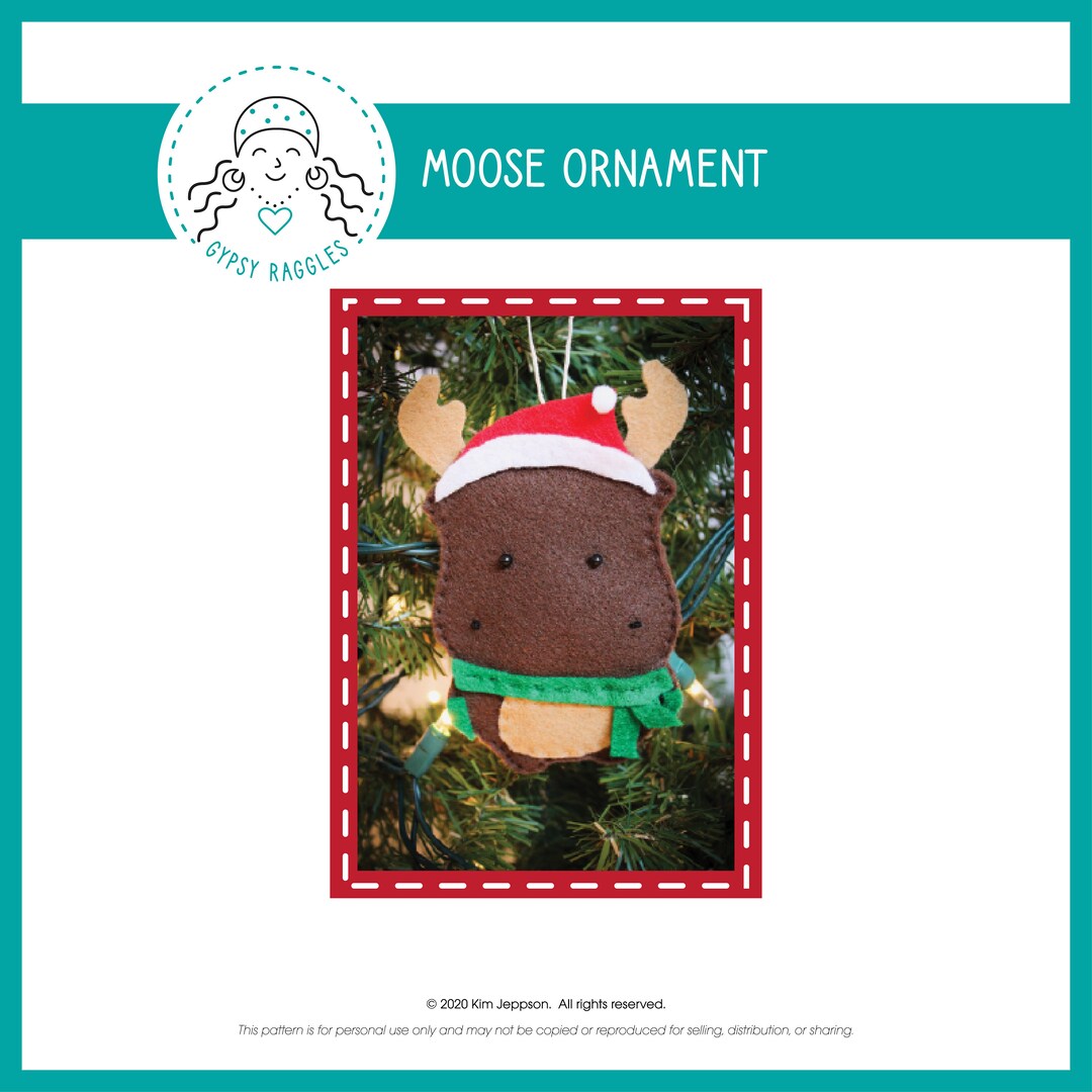 Moose Ornament Gift Tag Package Tie on Pattern - Etsy