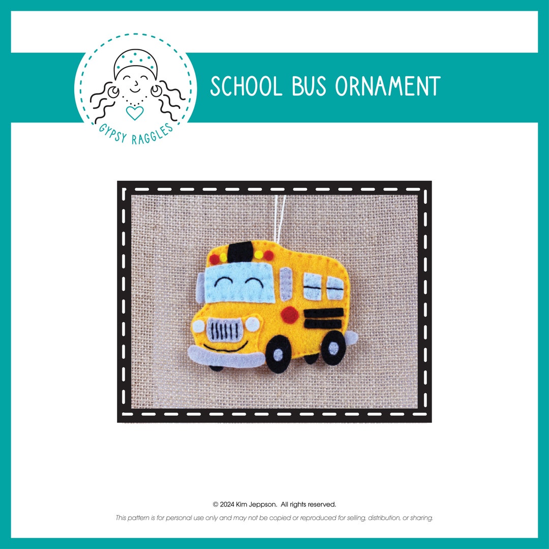 School Bus Ornament Gift Tag Package Tie on Pattern - Etsy