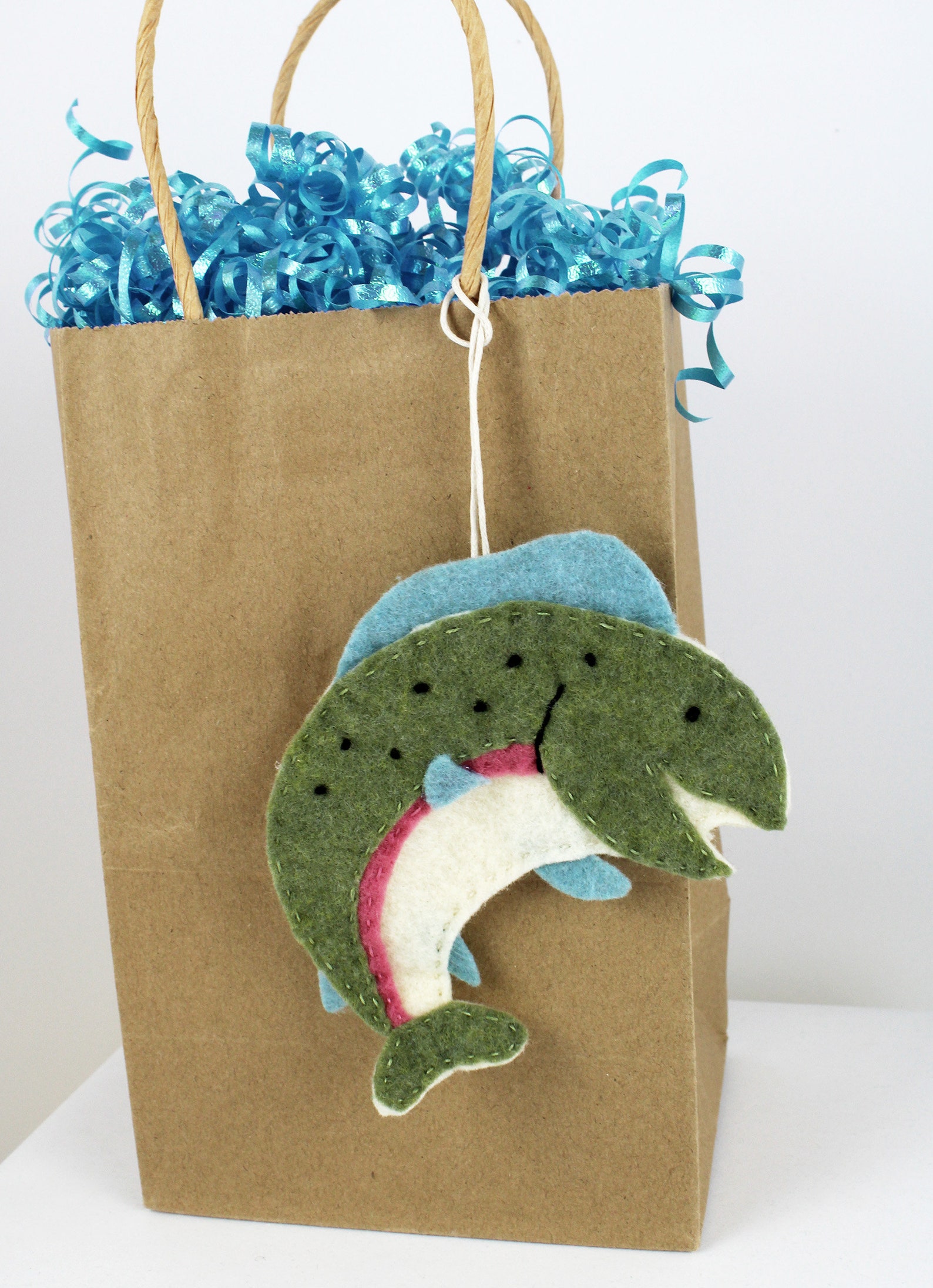 Rainbow Trout Salmon Felt Ornament Package Tie on Gift Card Money ...