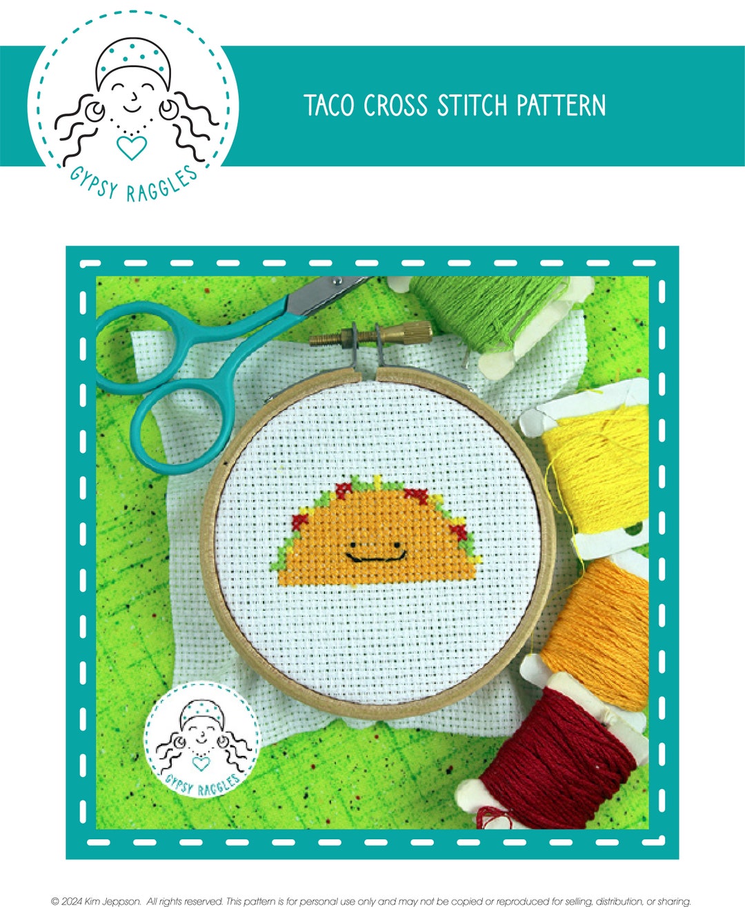 Taco Easy Beginner Cross Stitch Pattern - Etsy