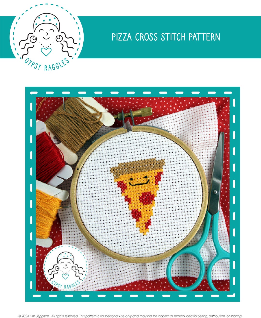 Pizza Easy Beginner Cross Stitch Pattern - Etsy