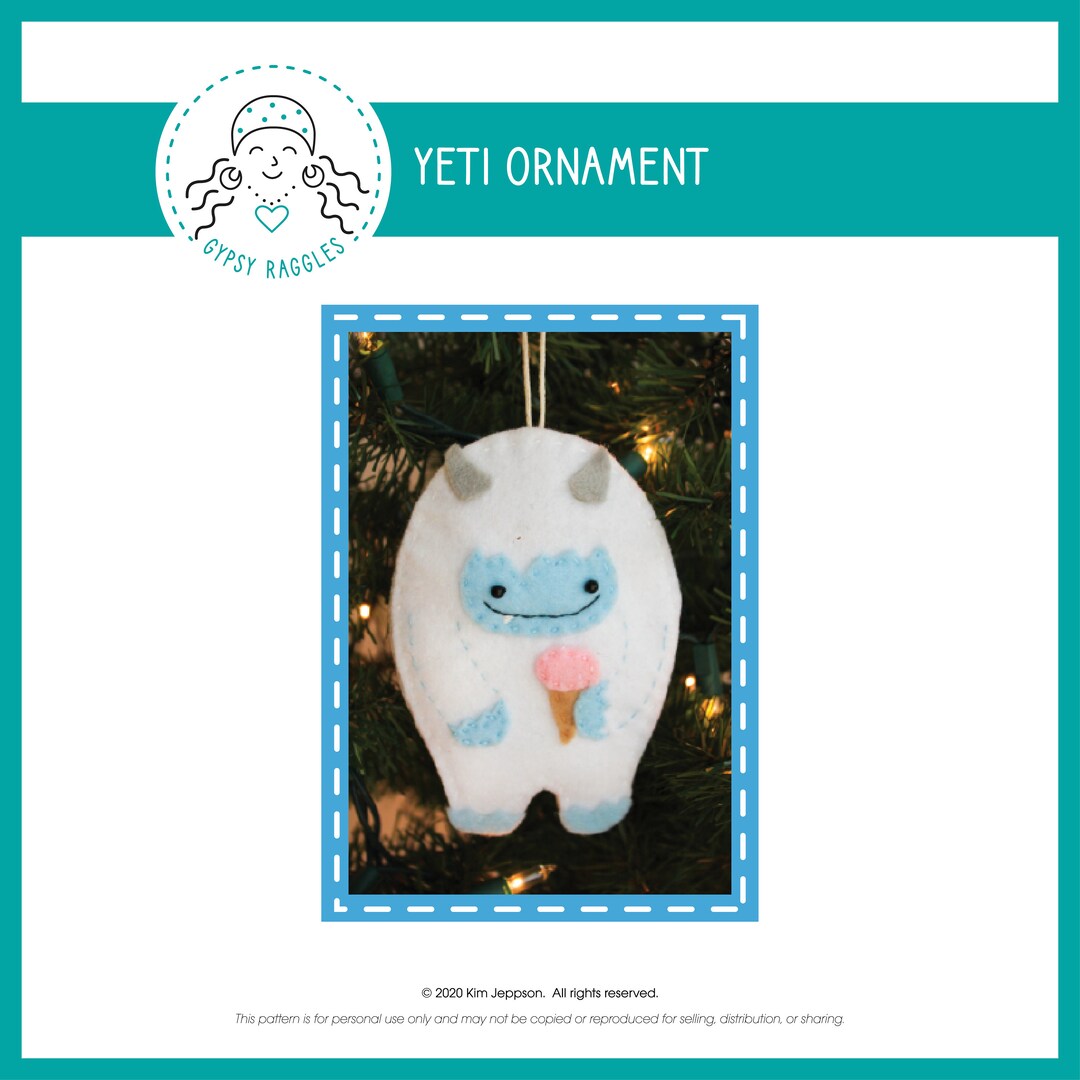 Yeti Abominable Snowman Ornament Gift Tag Package Tie on Pattern - Etsy