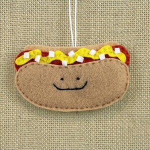 Hot Dog Felt Ornament Package Tie on Gift Card Money Holder Christmas ...