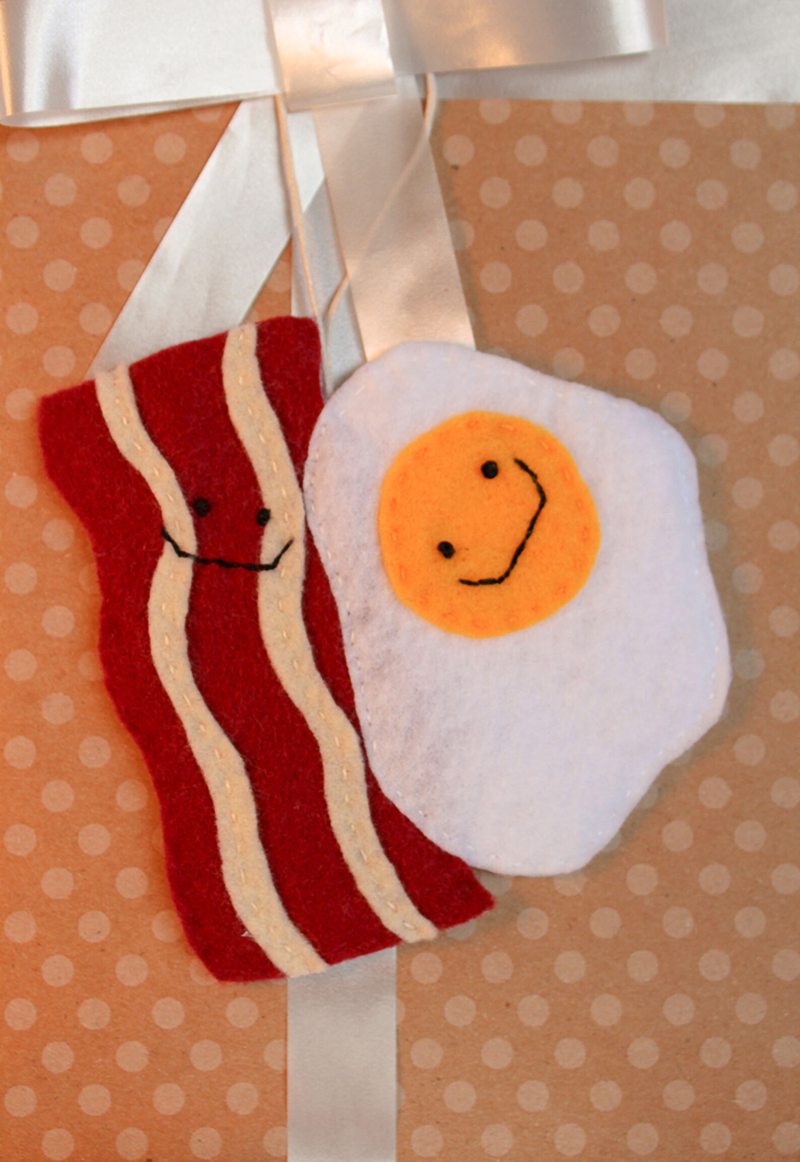 Cute Felt Bacon & Egg Ornament Gift Tag Package Tie on Pattern - Etsy