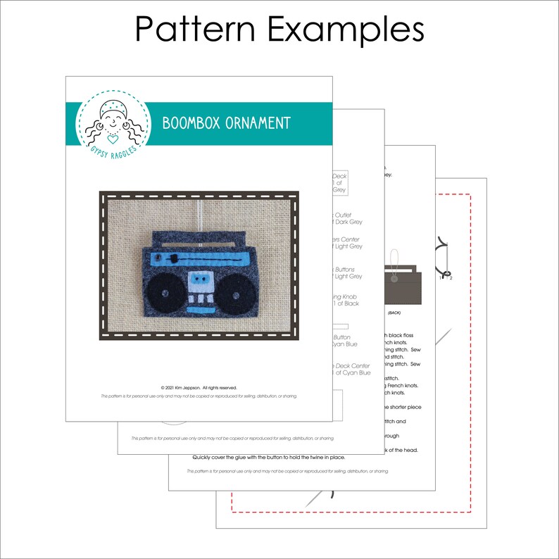 Boombox Retro Classic Ornament Gift Tag Package Tie-on Pattern - Etsy