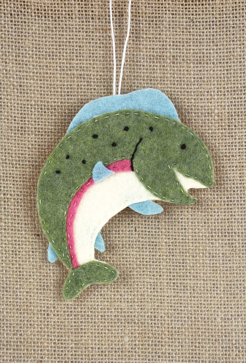 Rainbow Trout Salmon Felt Ornament Package Tie on Gift Card Money ...