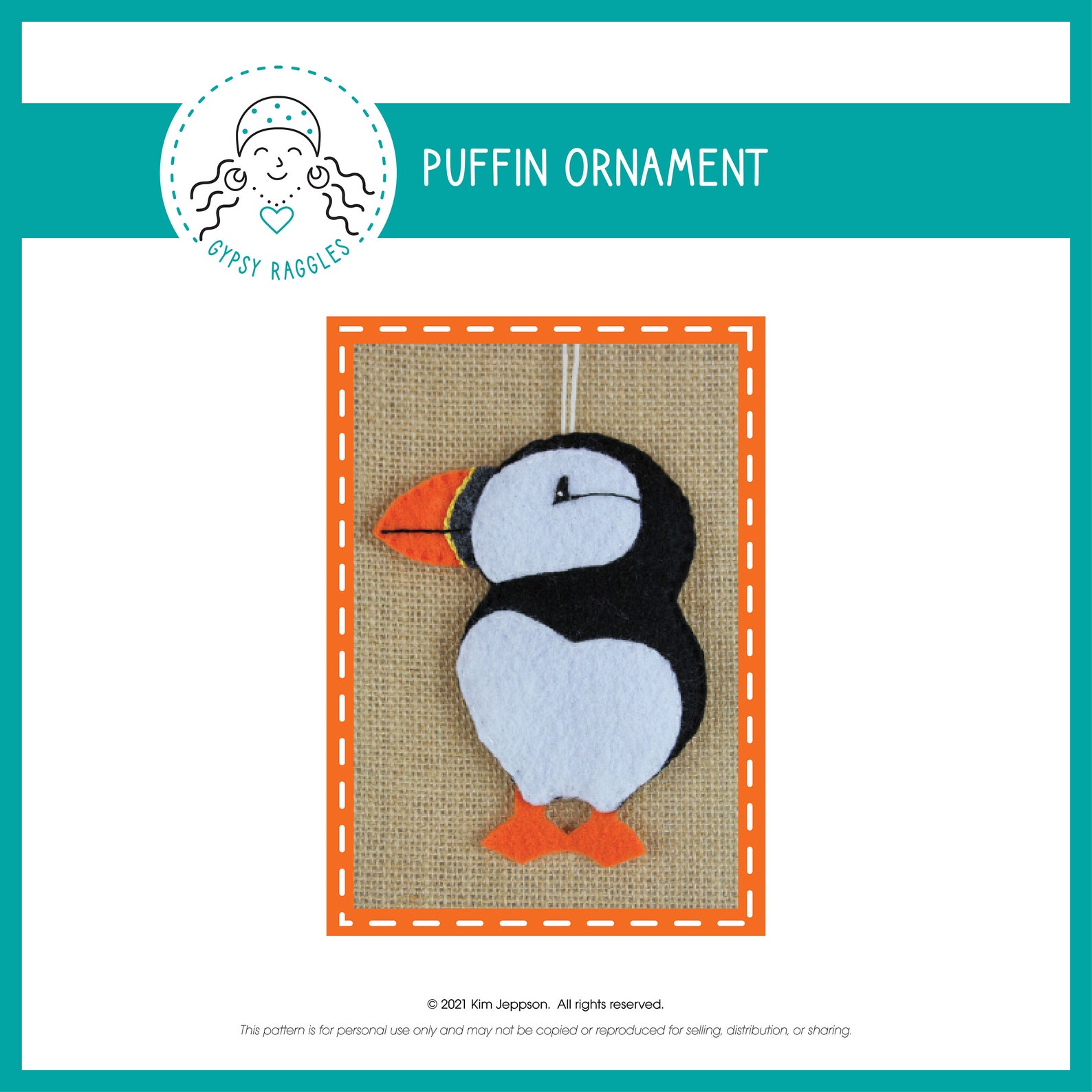 Puffin Ornament Gift Tag Package Tie on Pattern - Etsy