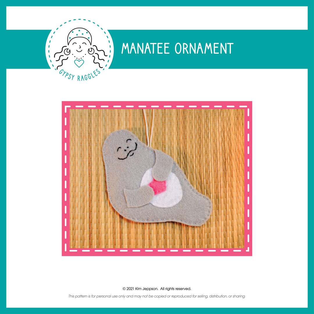 Manatee Ornament Gift Tag Package Tie on Pattern - Etsy