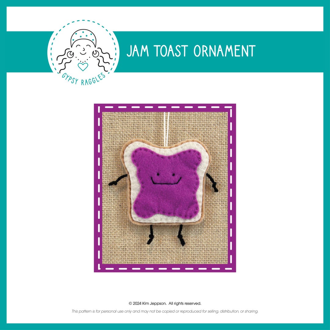 Jam Toast Jelly Sandwich Ornament Gift Tag Package Tie on Pattern - Etsy