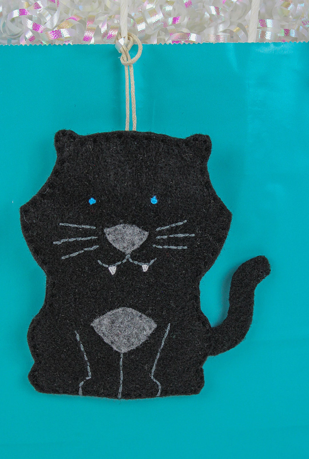 Panther Felt Ornament Package Tie on Gift Card Money Holder Christmas ...