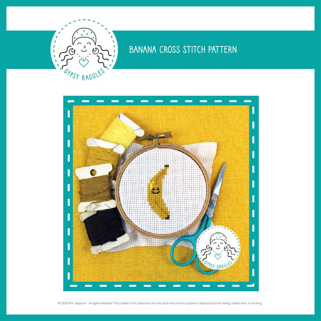 Banana Easy Beginner Cross Stitch Pattern - Etsy