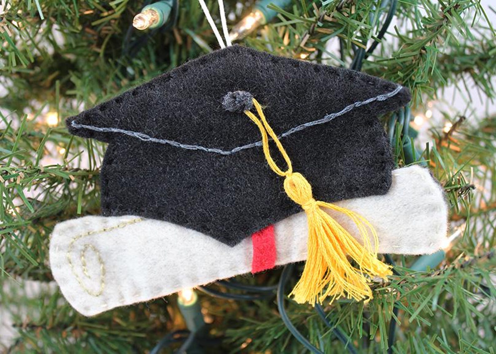 Graduation Cap Diploma Felt Ornament: Gift Card Holder Package Tie-on ...