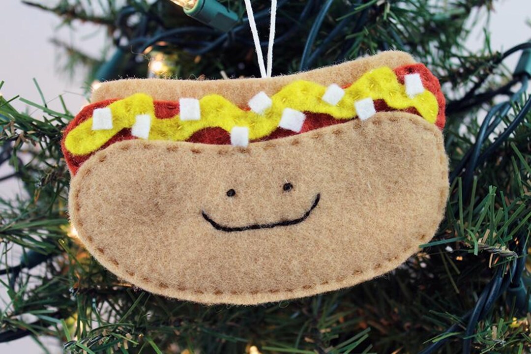 Hot Dog Felt Ornament Package Tie on Gift Card Money Holder Christmas ...