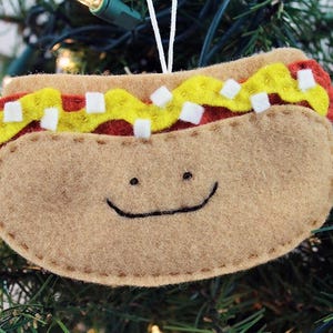 Hot Dog Felt Ornament Package Tie on Gift Card Money Holder Christmas ...