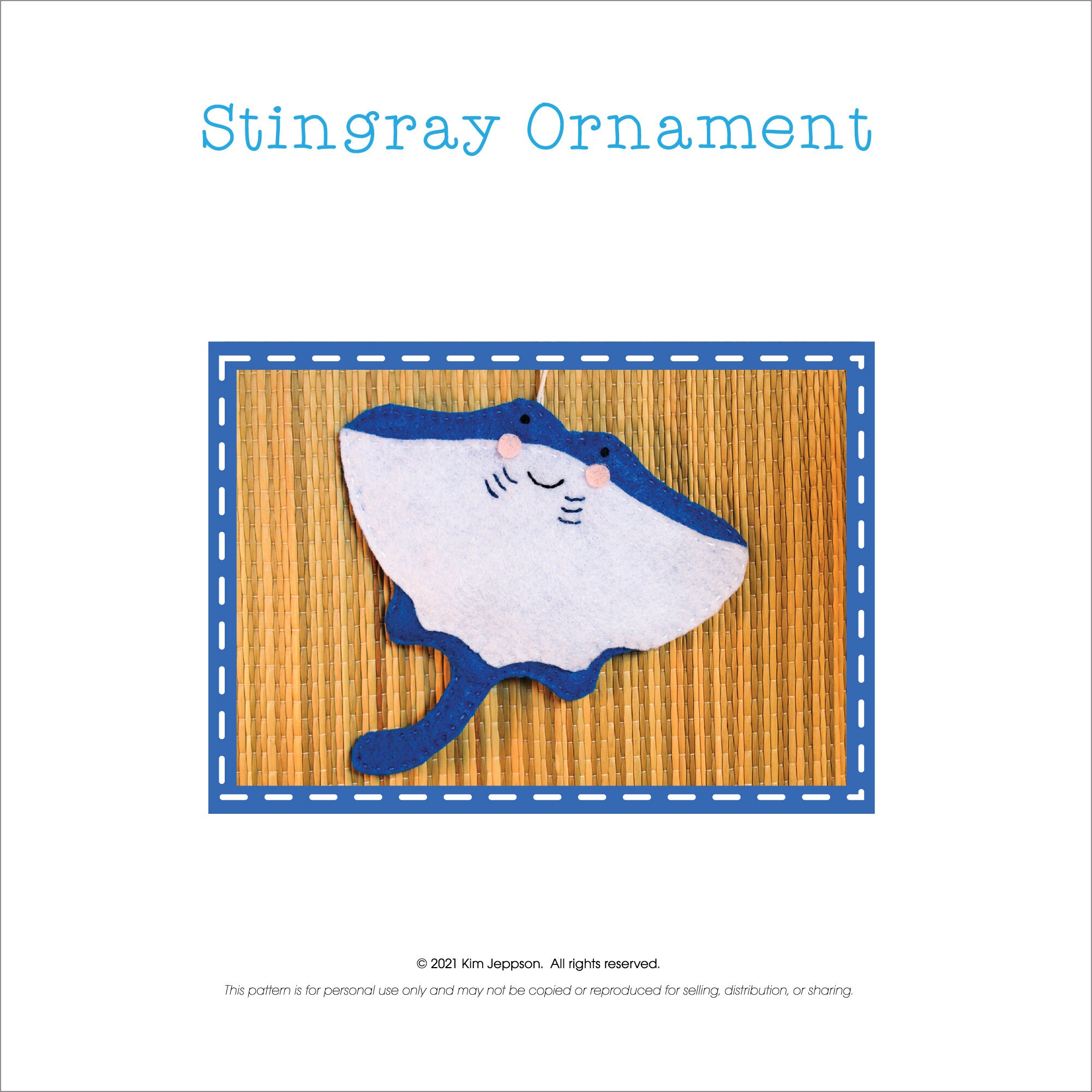 Cute Felt Stingray Ornament Gift Tag Package Tie on Pattern - Etsy