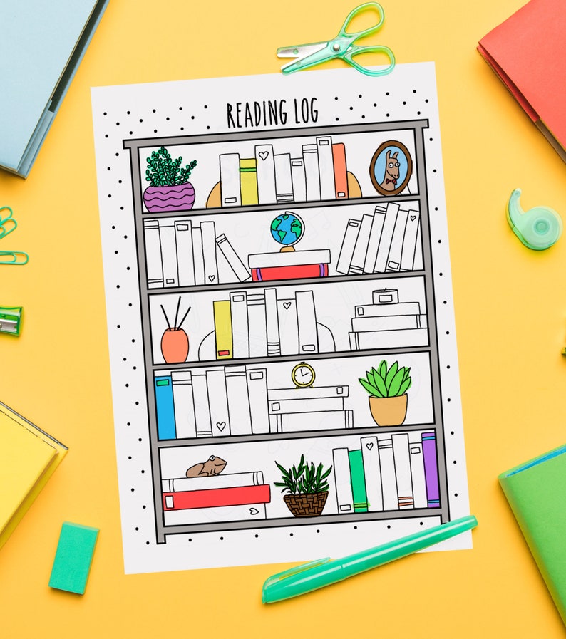 Bookshelf Reading Log Book Tracker - Etsy