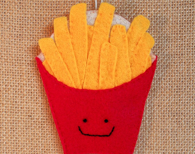 French Fries Chips Felt Ornament Package Tie on Gift Card Money Holder ...