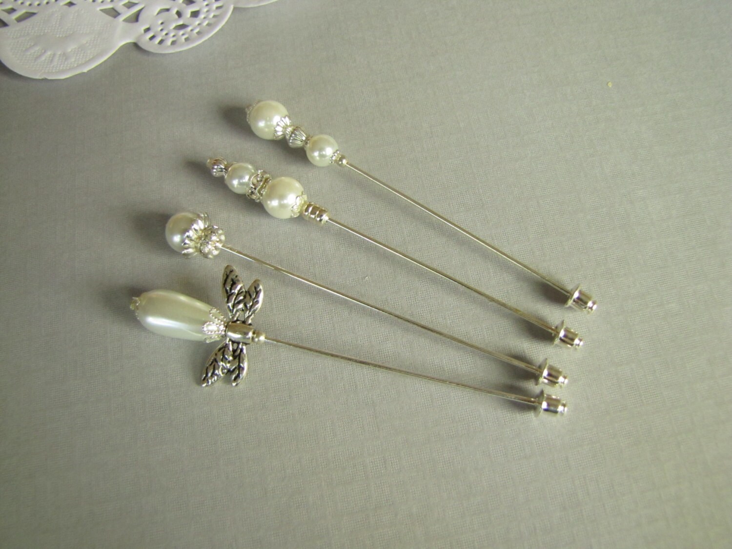Silver Pearl Hatpins, Silver Plated Hijab Pins, Stick Pins, Weddings - Etsy