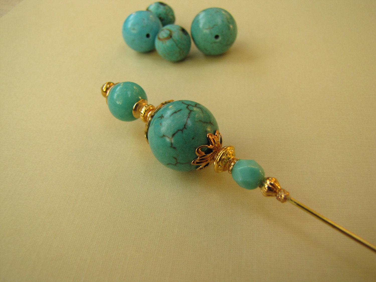 5 Inches, Turquoise Hatpin, Gold Plated Stick Pin - Etsy Canada