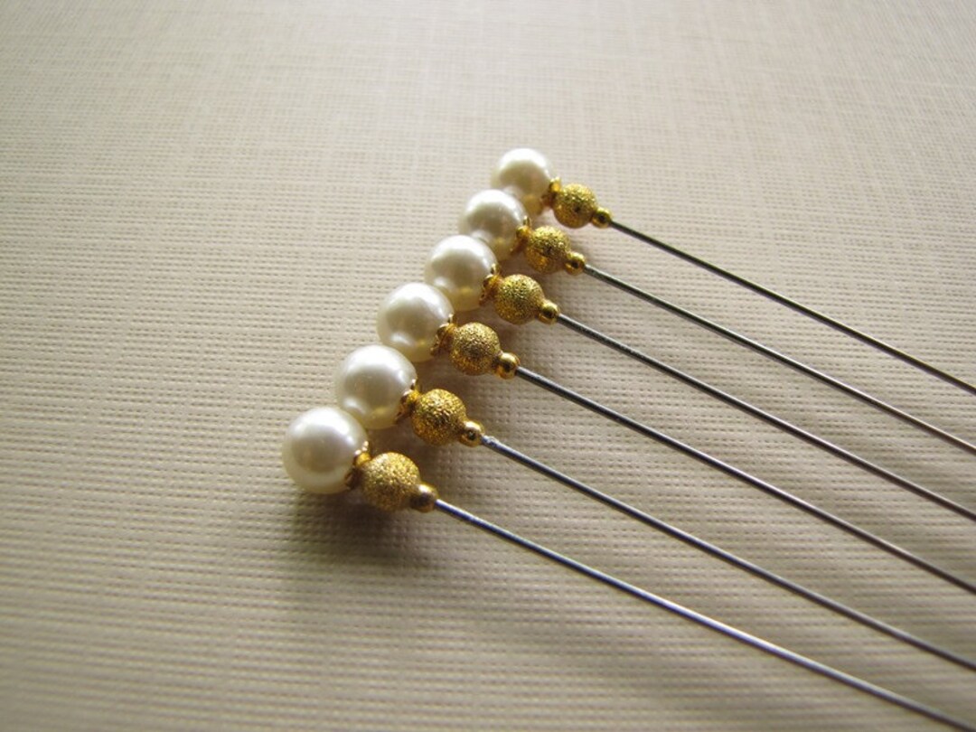 6 Pearl Hijab Pins, Hatpins, Bridal Pins, Decorative Pins - Etsy