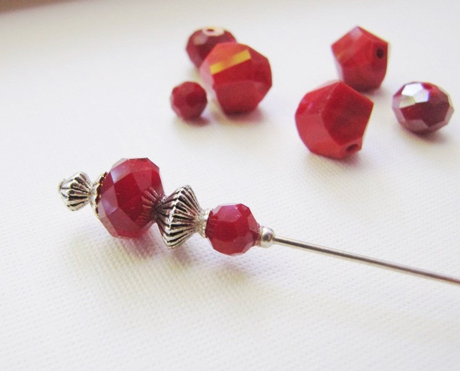 Red Coral Hatpin, Silver Plated Hijab Pin, Stick Pin - Etsy