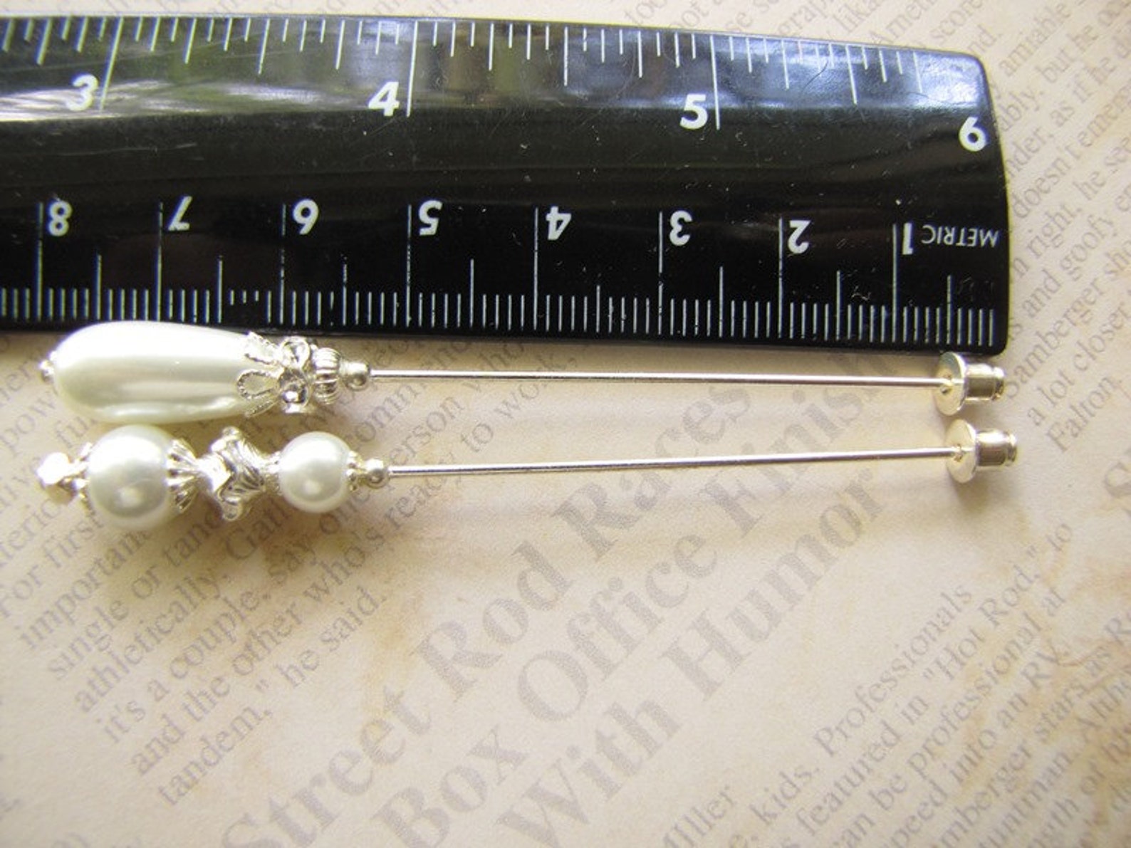 2 White Pearls Hatpins Hijab Pins Silver Plated Stick Pins - Etsy
