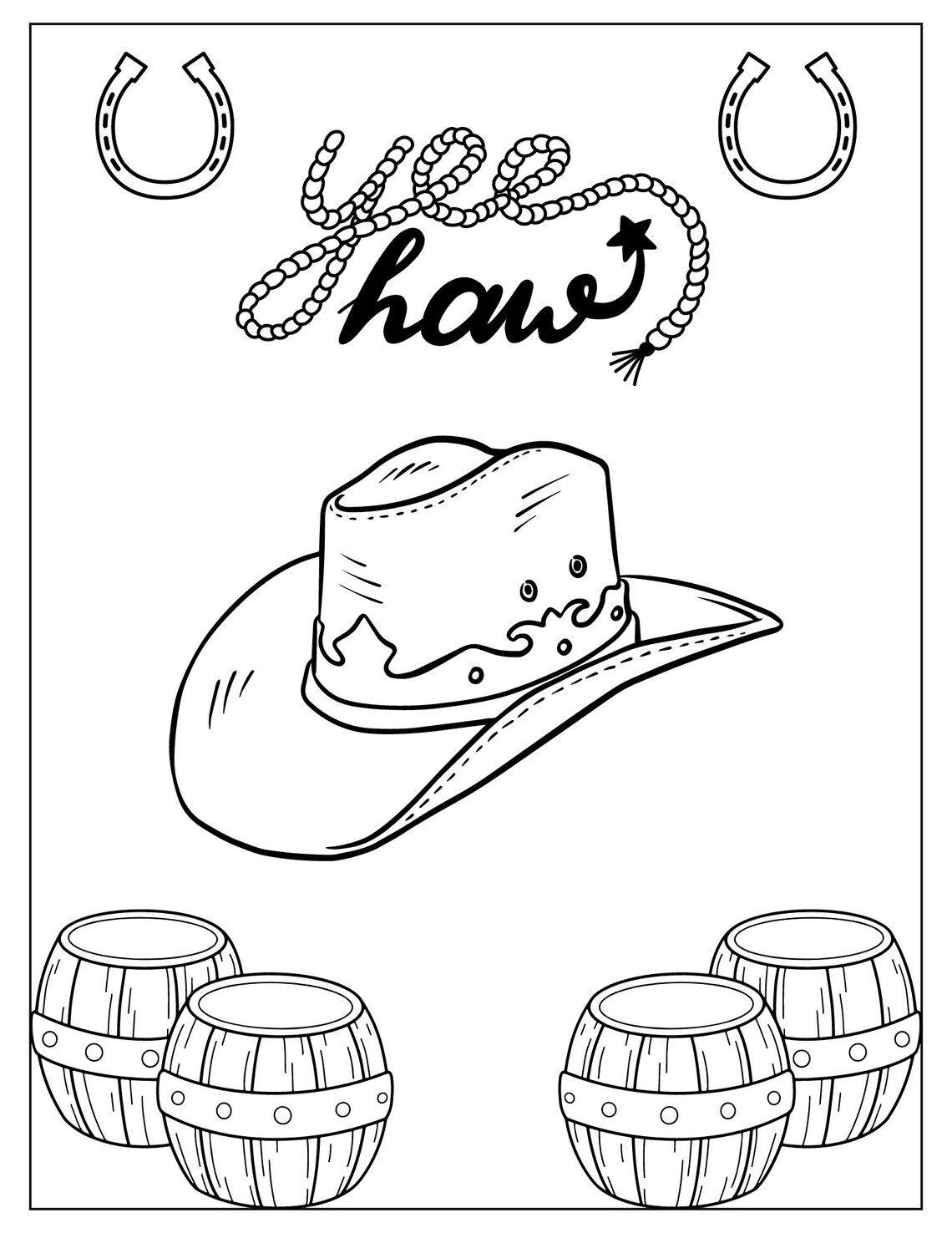 Western Coloring Page, Cowboy Coloring Page, Kids Coloring Page, Summer ...