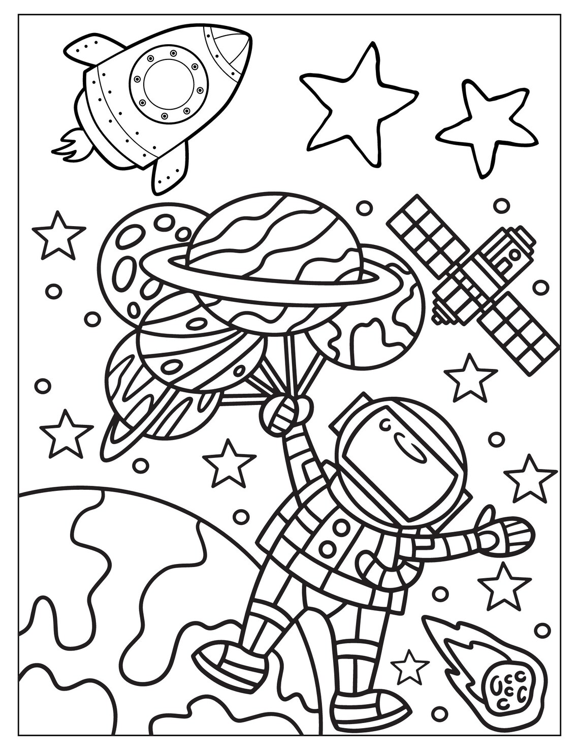 Space Coloring Page, Digital Coloring Page, Kids Coloring Page, Adult ...