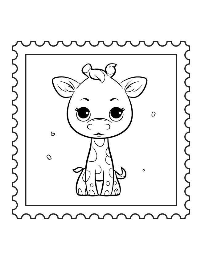 Baby Giraffe Printable Coloring Page - Etsy