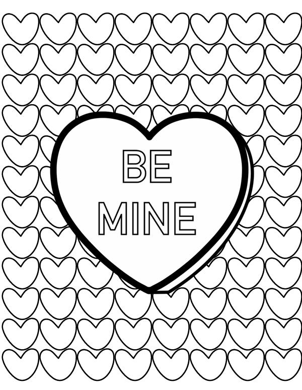 Be Mine Valentine's Day Printable Coloring Page - Etsy