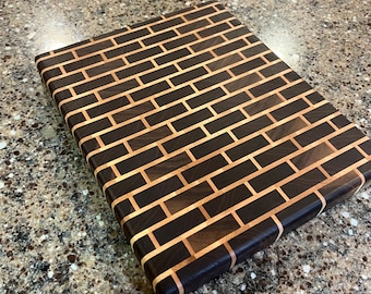 End Grain Cutting Board, Black Walnut and Maple, Brick Pattern - Etsy