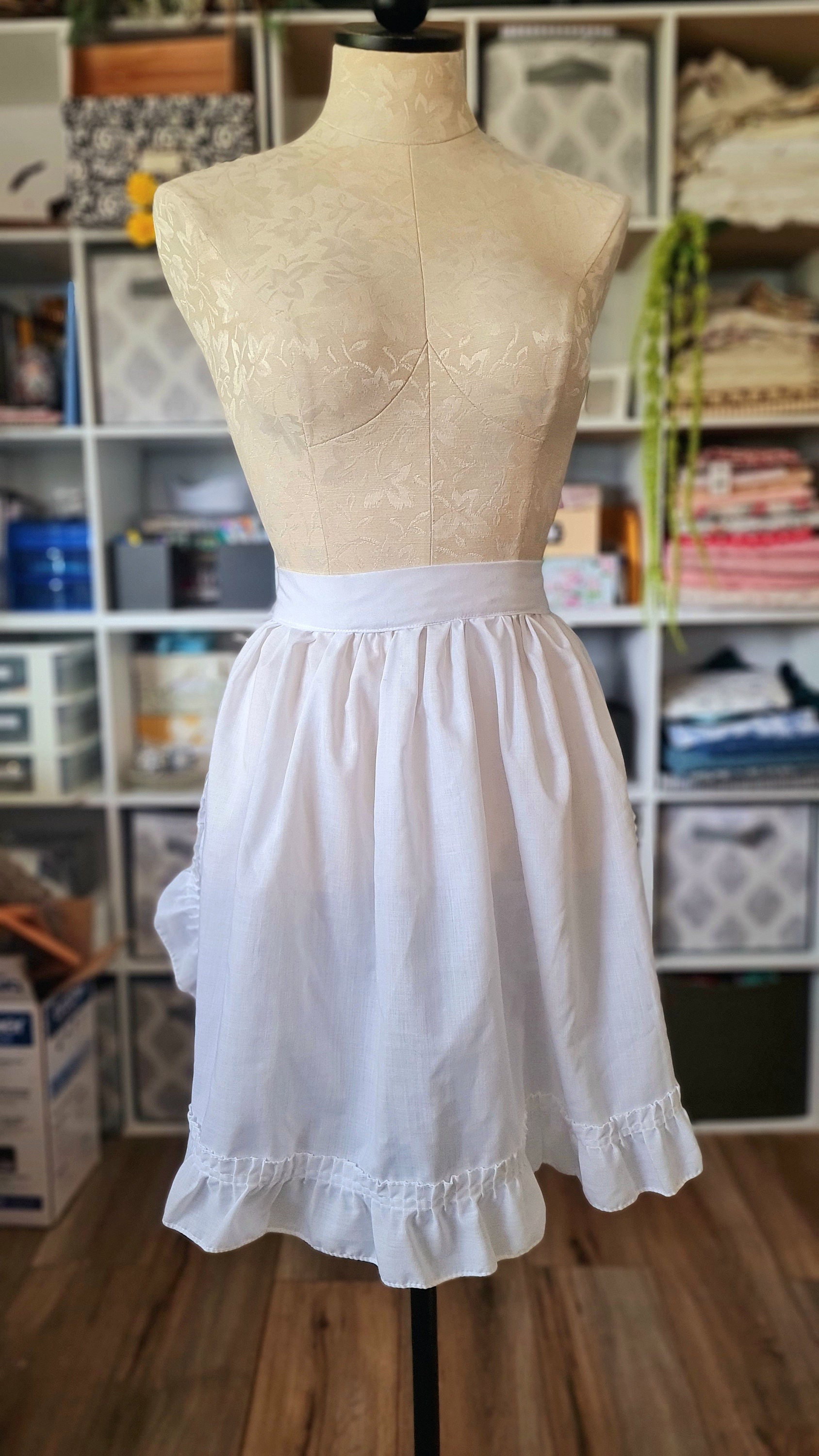 Handmade White Ruffle Half Apron Feminine Cute Upcycled Materials - Etsy