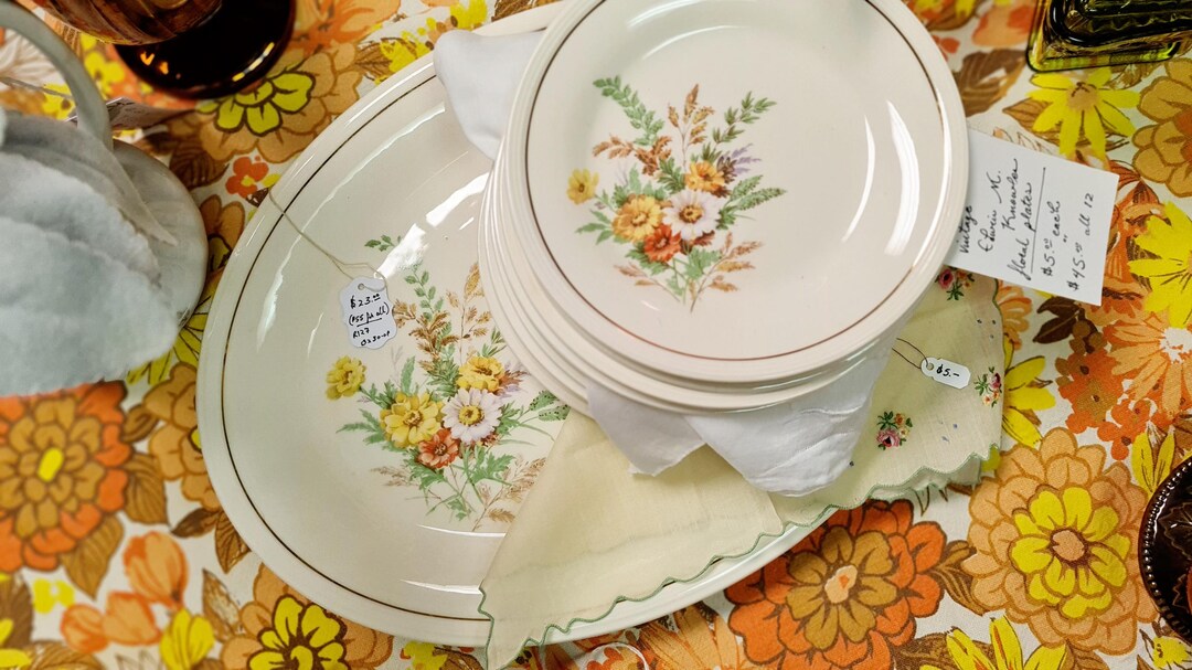 Vintage Circa 1940's Edwin M. Knowles Dessert Plates and Platter ...