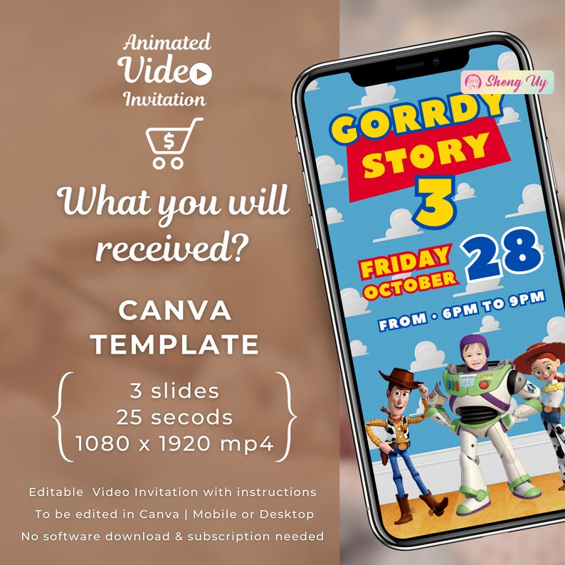 Toy Story Animated Video Invitation, Toy Story Birthday Party, Kids ...