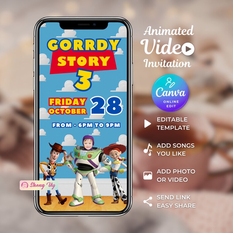 Toy Story Animated Video Invitation, Toy Story Birthday Party, Kids ...