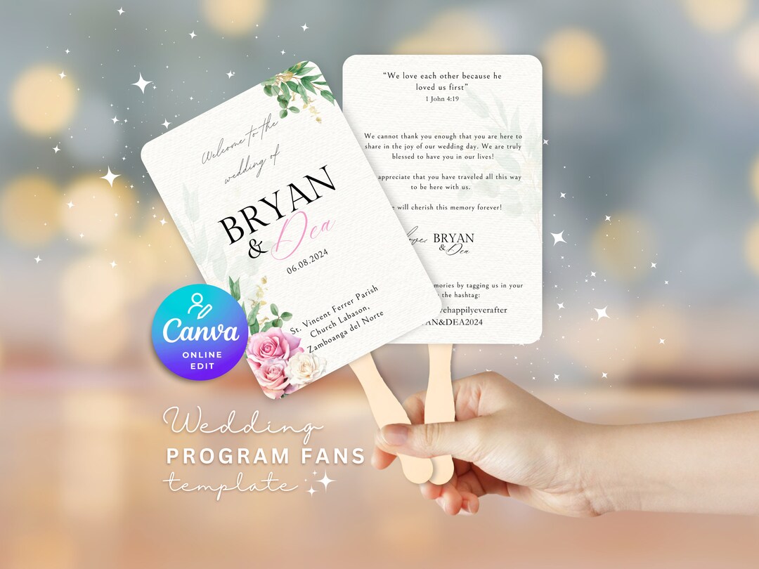 Wedding Program Fans Template, Modern Wedding Ceremony Program ...