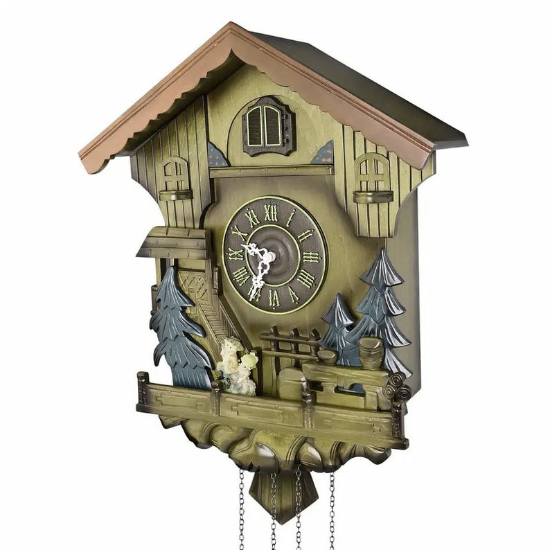 Handcrafted Traditional Black Forest Style Cuckoo Clock With Chalet ...
