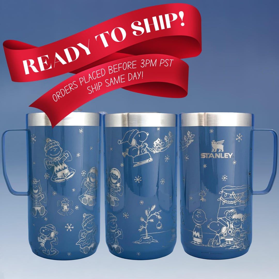 Snoopy & Peanuts Engraved 24 Oz Stanley Mug | Coffee Mug Gift Set ...