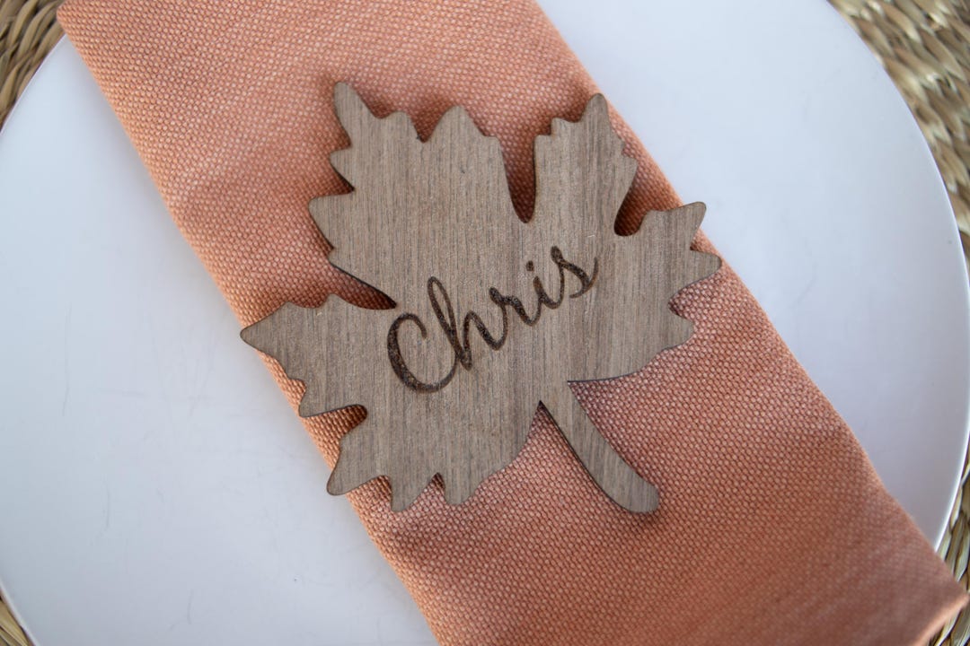 Personalized Maple Leaf Place Cards Custom Engraved Name Place Tag ...