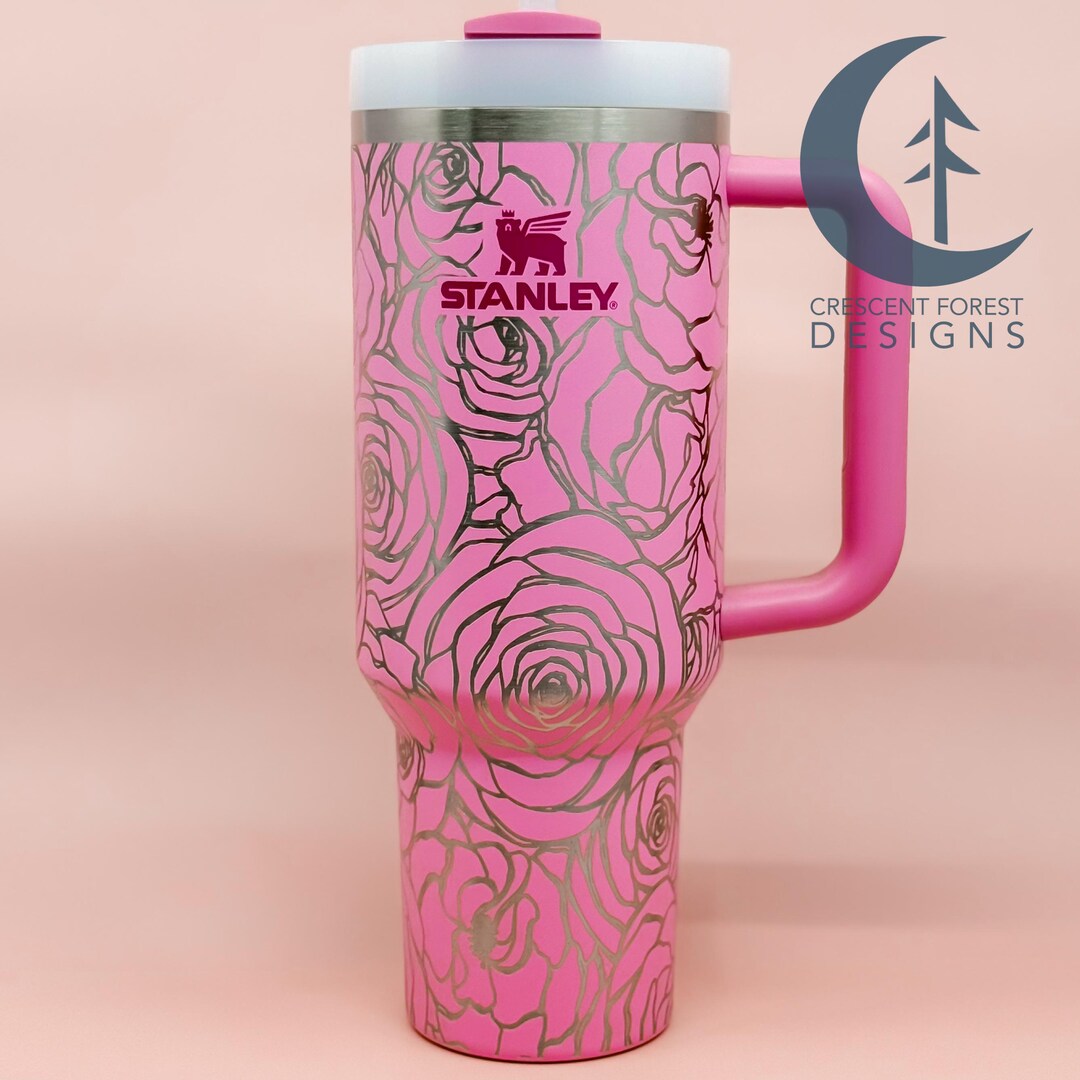 Floral Engraved Stanley Quencher (40 Oz) | Custom Stanley | Roses ...