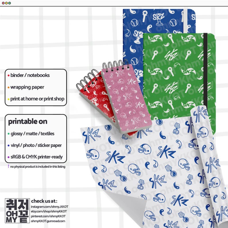 Stray Kids Inspired Kpop Idol Album Seamless Printable Pattern Sets ...