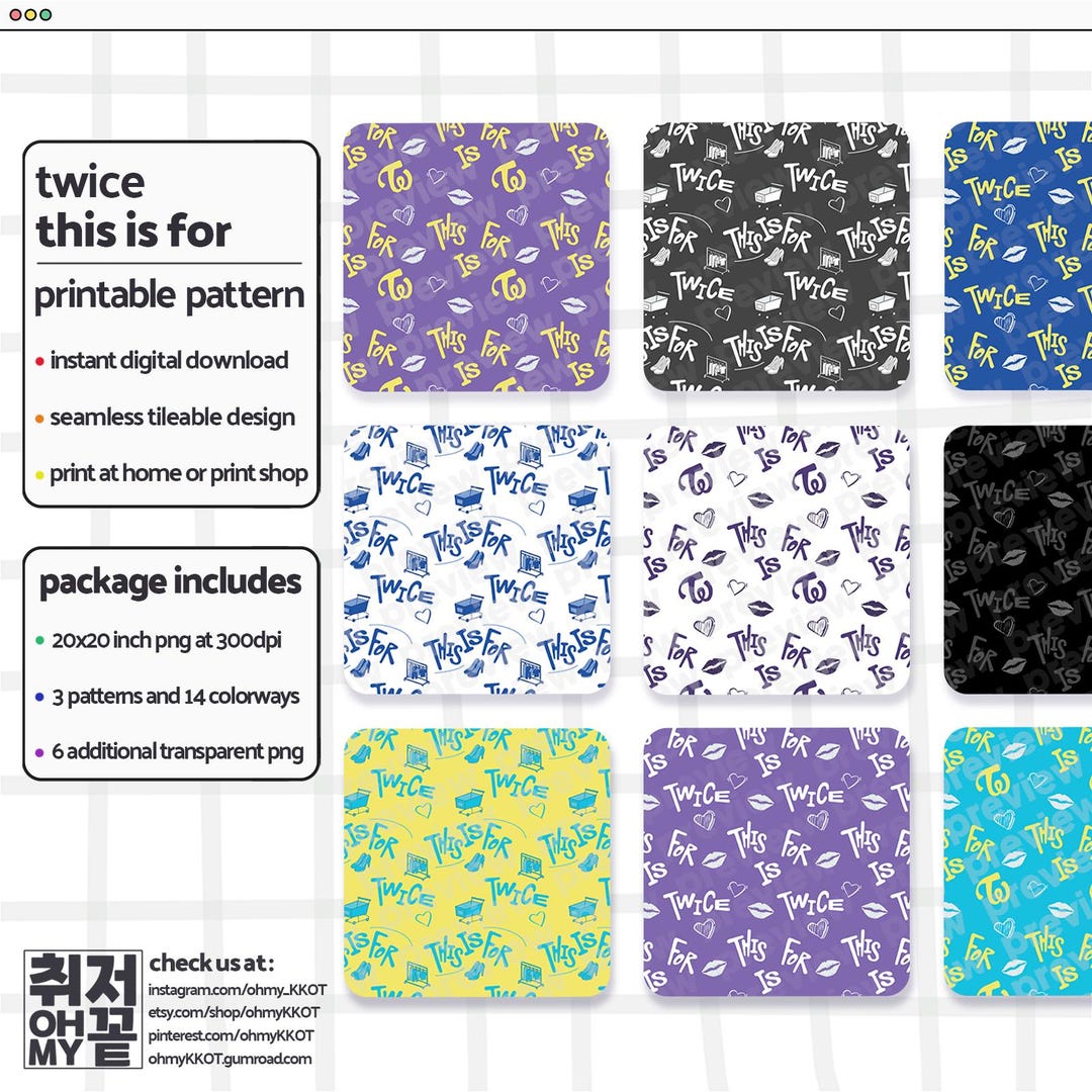 TWICE Printable Digital Pattern Seamless K-pop Design Wallpaper Journal ...