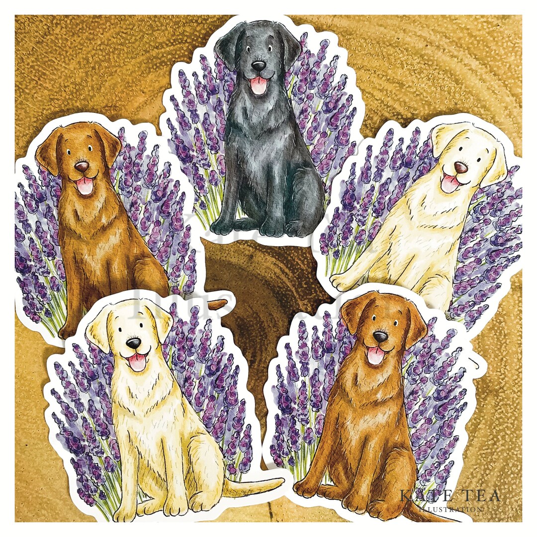 Labrador in Lavender Dog Vinyl Sticker - Dog Laptop Sticker - Glossy ...