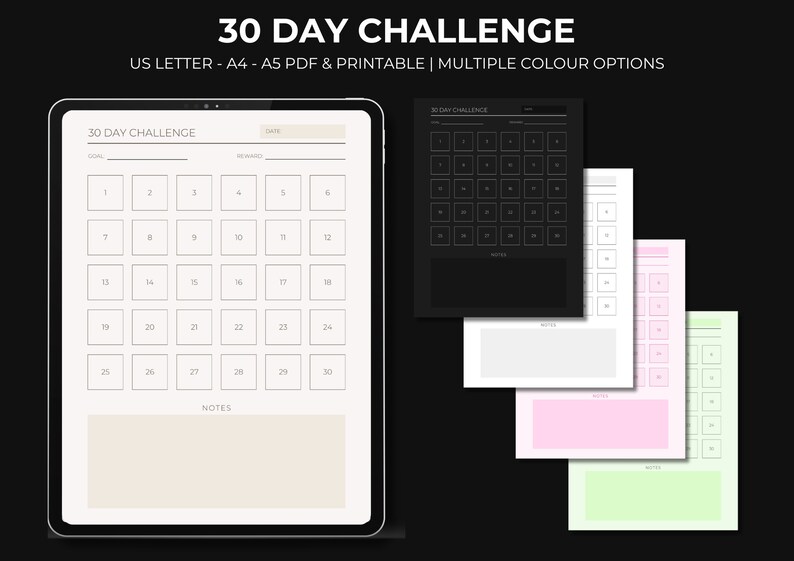 Free 30 Day Challenge Tracker: Printable & Digital Planner for Fitness ...