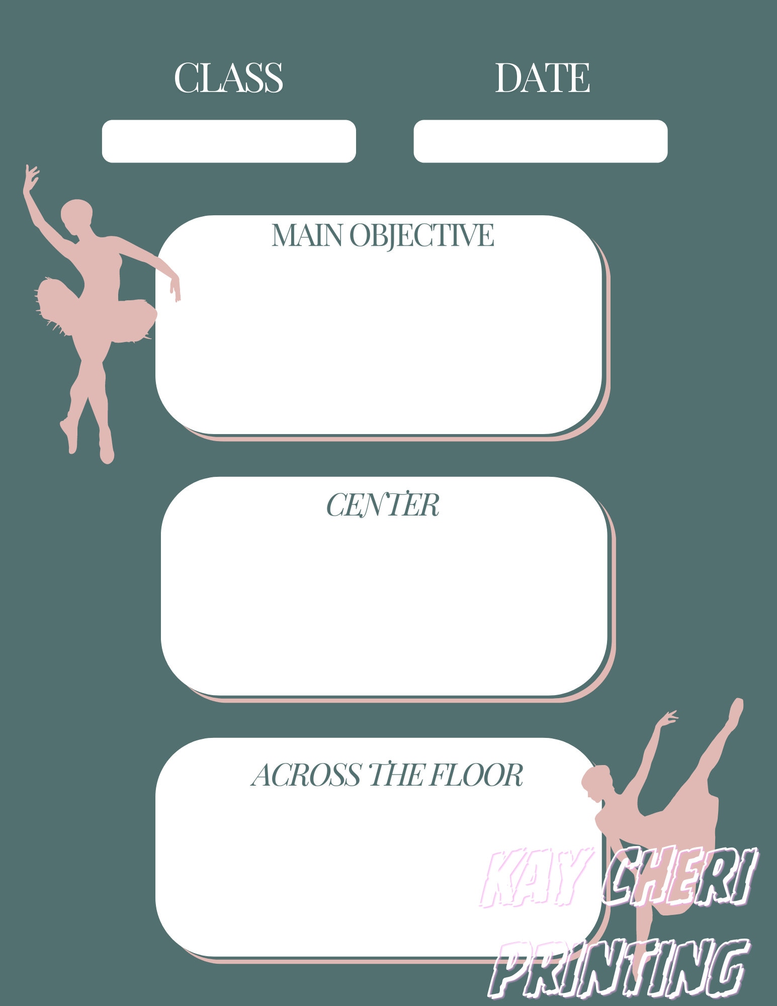 Dance Teacher Schedule Planner - Pink and Teal - Etsy