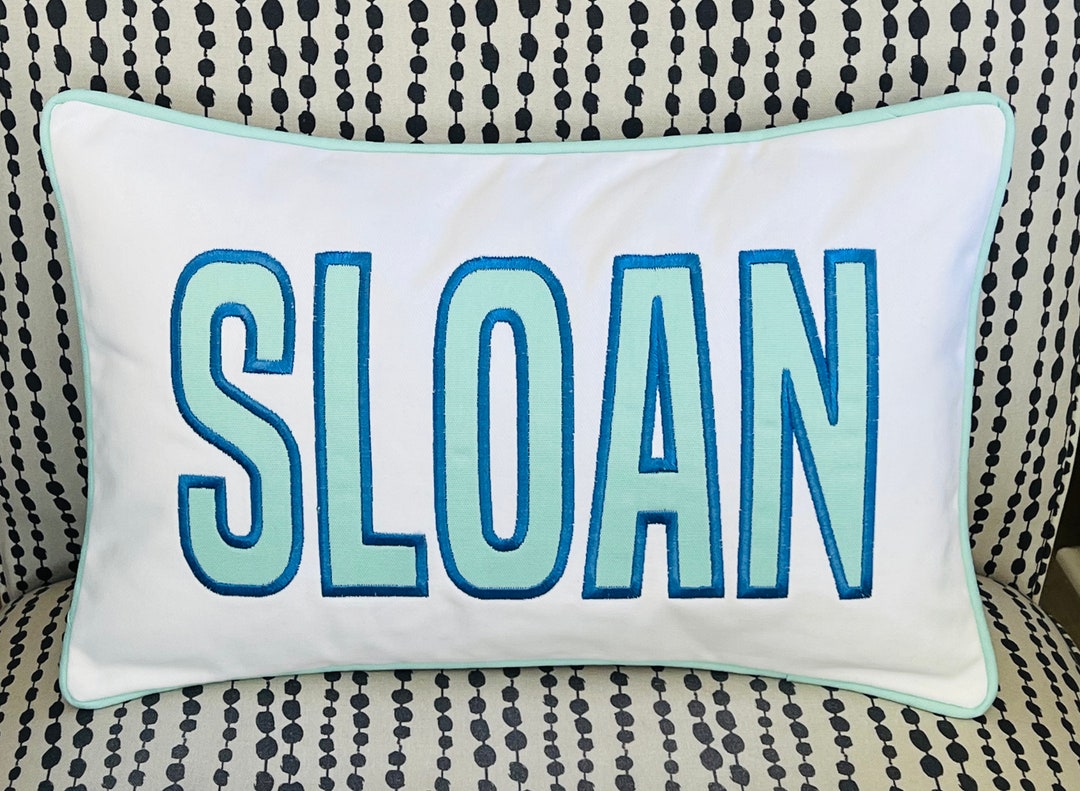 Personalized Applique Pillow With Name Includes Insert Dorm - Etsy